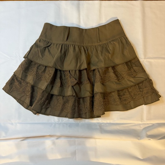 ROMWE | Skirts | Romwe Olive Tiered Lace Mini Skirt | Poshmark